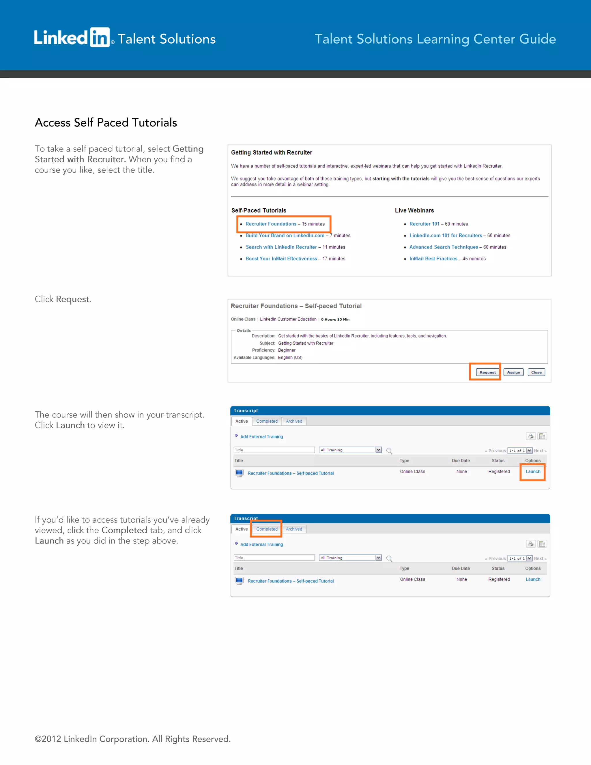 LinkedIn Talent Solutions Learning Centre - Corporate | PDF