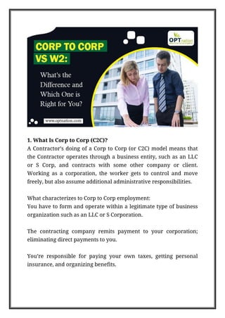 Corp to Corp vs W2_ What’s the Difference and Which One is Right for ...