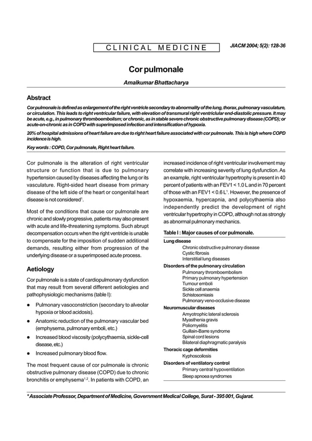 Cor pulmonale | PDF | Heart and Cardiovascular Diseases | Diseases and ...