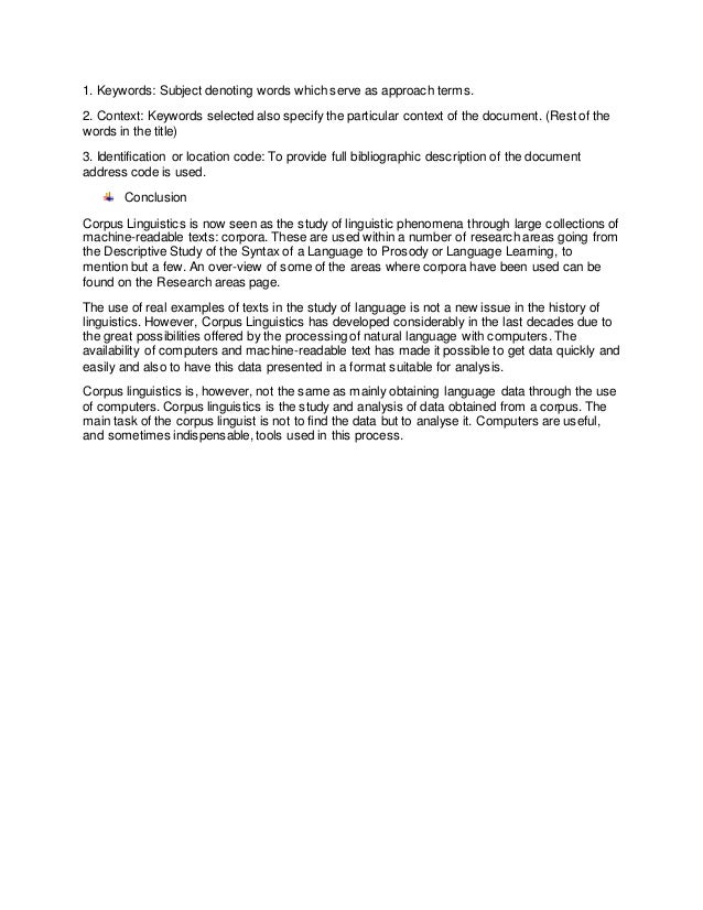 Corpus Analysis In Corpus Linguistics