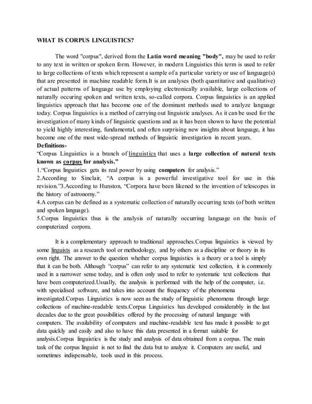 Corpus Linguistics | PDF