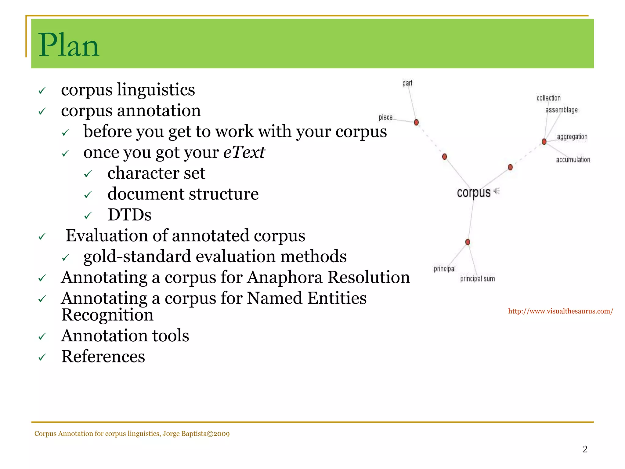 Corpus annotation for corpus linguistics (nov2009) | PPTX