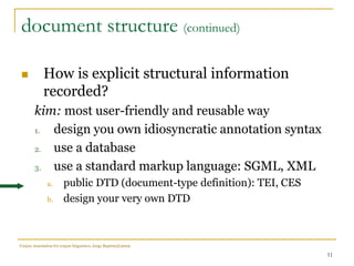 Corpus annotation for corpus linguistics (nov2009) | PPTX
