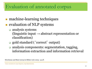 Corpus annotation for corpus linguistics (nov2009) | PPTX