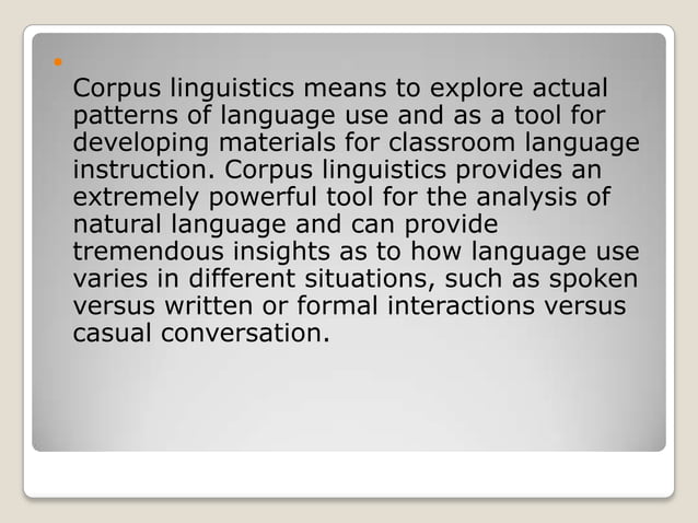 Corpus linguistics | PPT