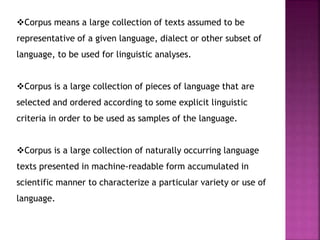 Corpus linguistics | PPTX