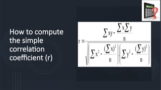 Correlation and regression with Formulas and examples | PPT