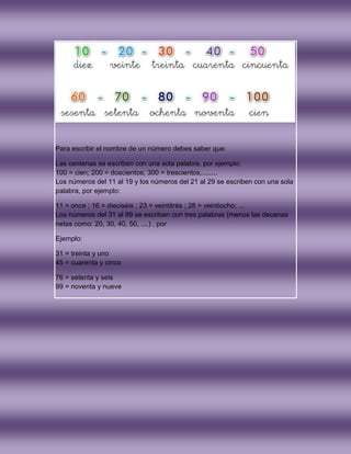Escritura de numeros | DOCX