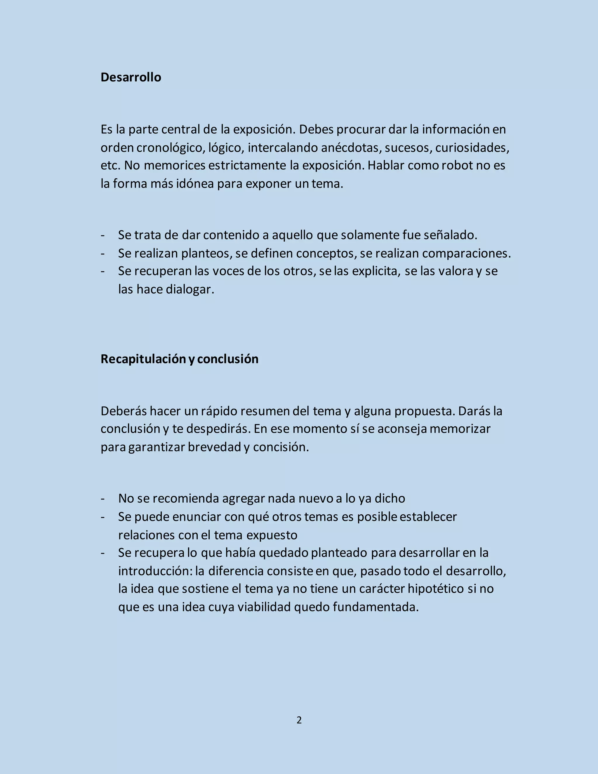 Como preparar una correcta exposición oral | DOCX