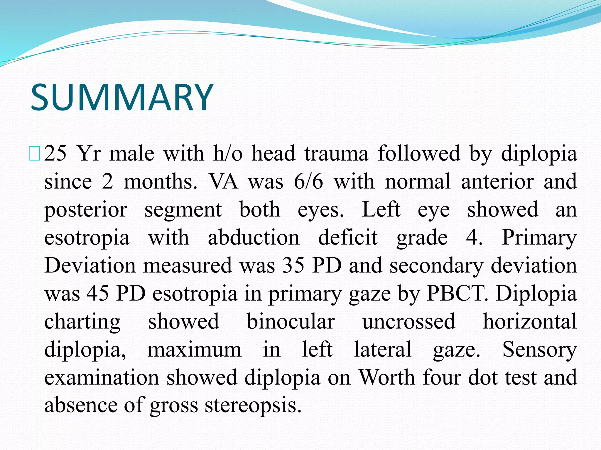 traumatic abducent nerve palsy | PPTX