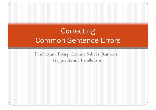 Correcting Common Sentence Errors | PPT