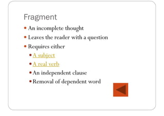 Correcting Common Sentence Errors | PPT