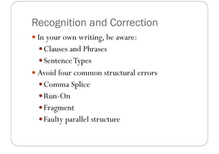 Correcting Common Sentence Errors | PPT