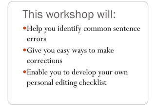 Correcting Common Sentence Errors | PPT