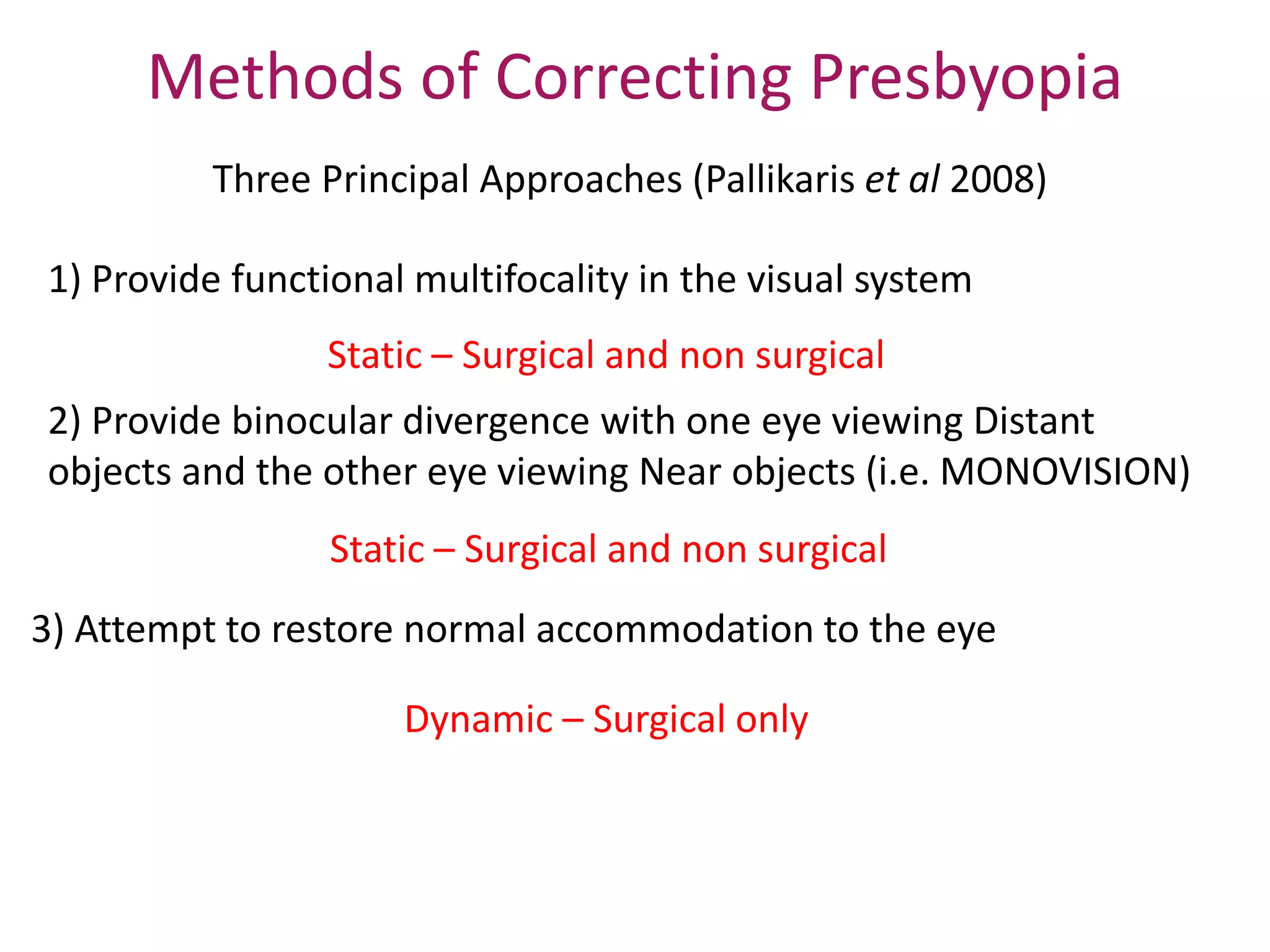 Correcting Presbyopia Modern Options Ppt