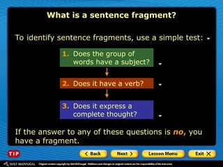 Correcting_Sentence_Fragments 2.ppt how to write | PPT