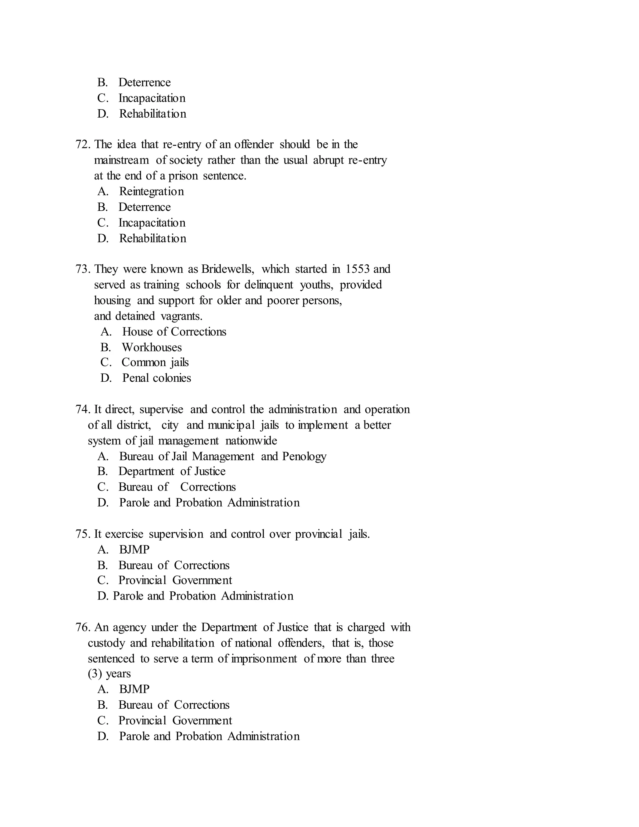 Correctional administration questionaire | DOCX