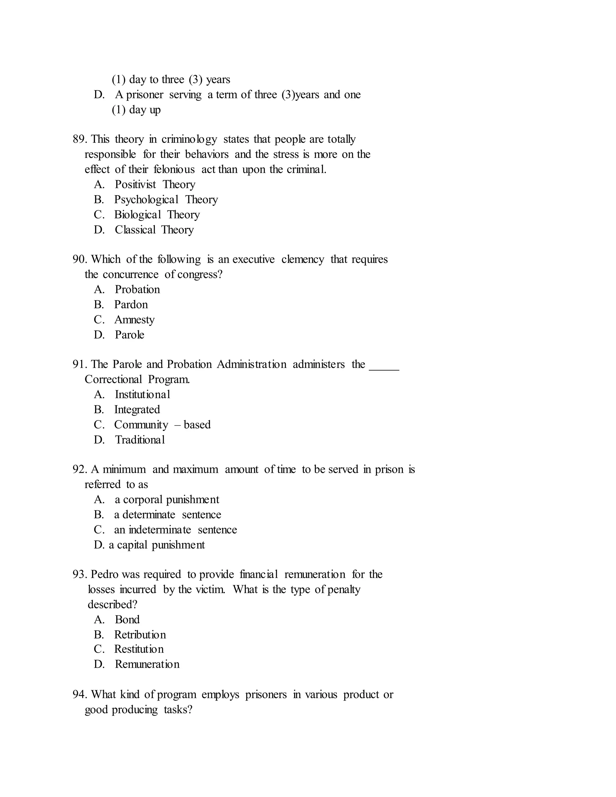 Correctional administration questionaire | DOCX