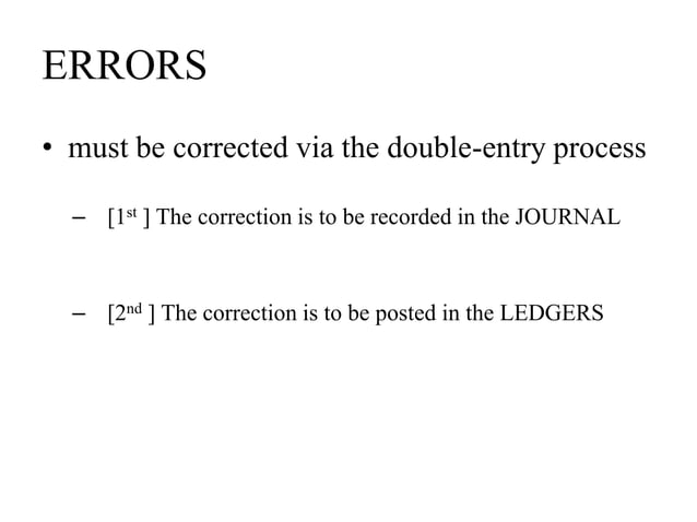 Correction of errors | PPTX | Business Accounting & Finance | Business