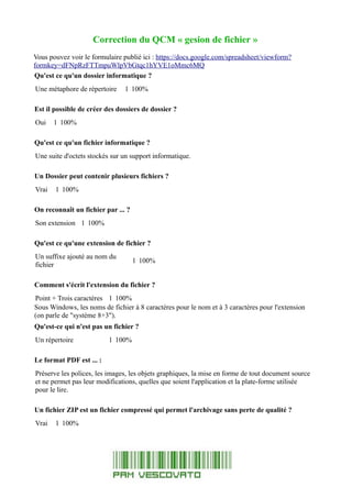 Correction qcm fichiers | ODT