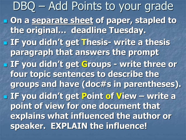 DBQ grading & corrections | PPT