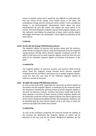 Corrections to the Foundation of Theory of Everything and Energy Theory of Matter & Cosmology | PDF