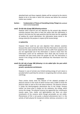 Corrections to the Foundation of Theory of Everything and Energy Theory of Matter & Cosmology | PDF