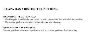 Corrective actions and preventive actions | PPTX