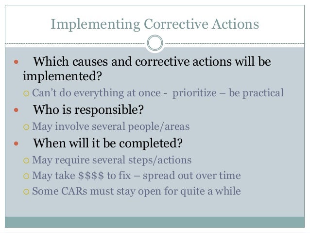 Corrective action training april 2013