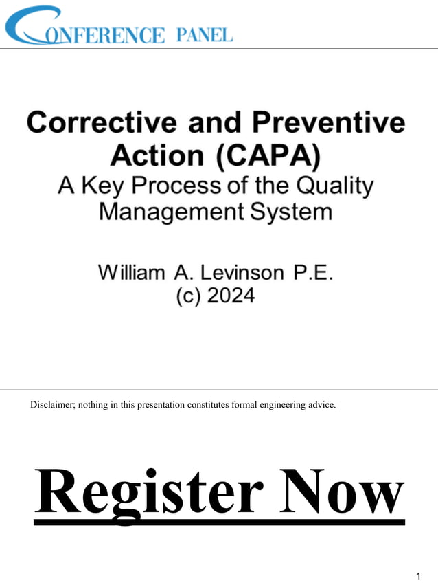 Corrective and Preventive Action (CAPA): Our Most Important Quality ...