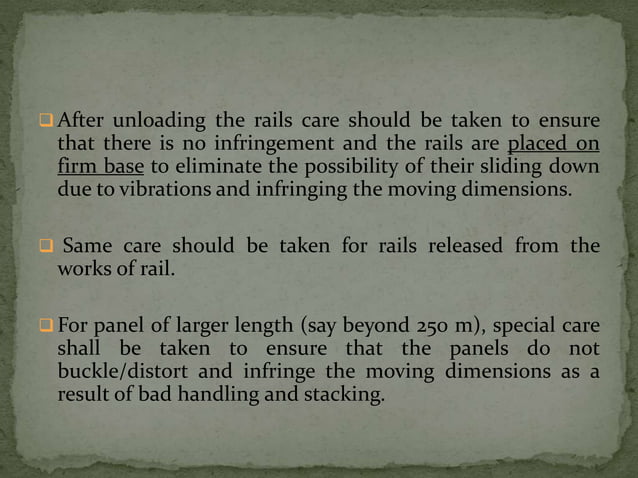 Correct method of handling and stacking of rails | PPTX | Track and ...