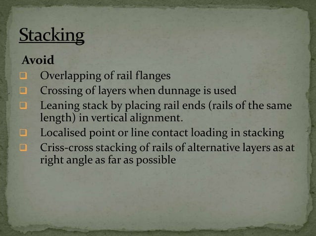 Correct method of handling and stacking of rails | PPTX | Track and ...