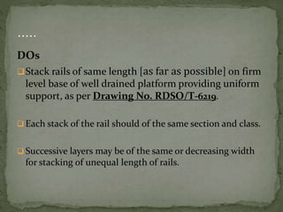 Correct method of handling and stacking of rails | PPTX