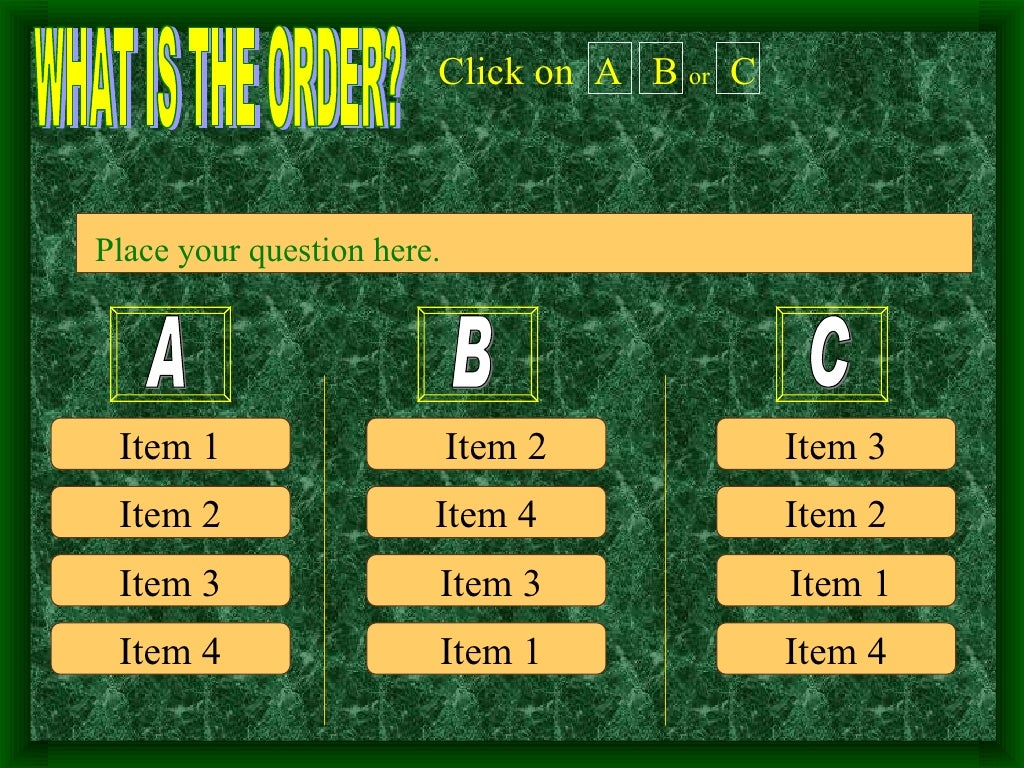 Correct order template