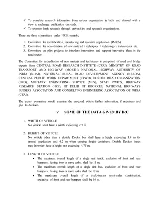 role of IRC in transportation development in india | DOCX