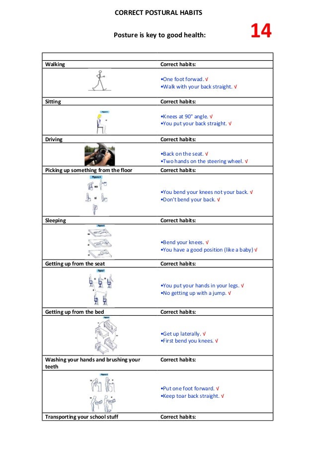 Worksheet Correct Postural Habits Worksheet Correct Postural Habits