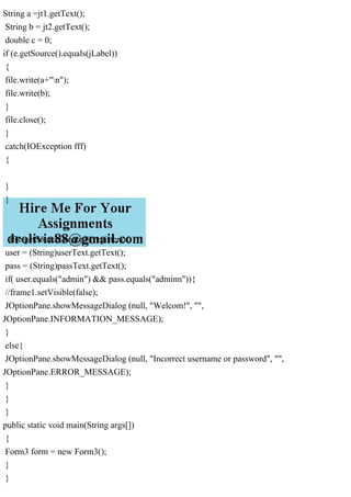 correct the error and test the code import java.awt.event.Actio.pdf