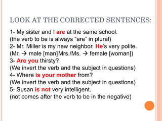 Correct The Mistakes V. To Be + Possessives Full Slides 2003 97 | PPS