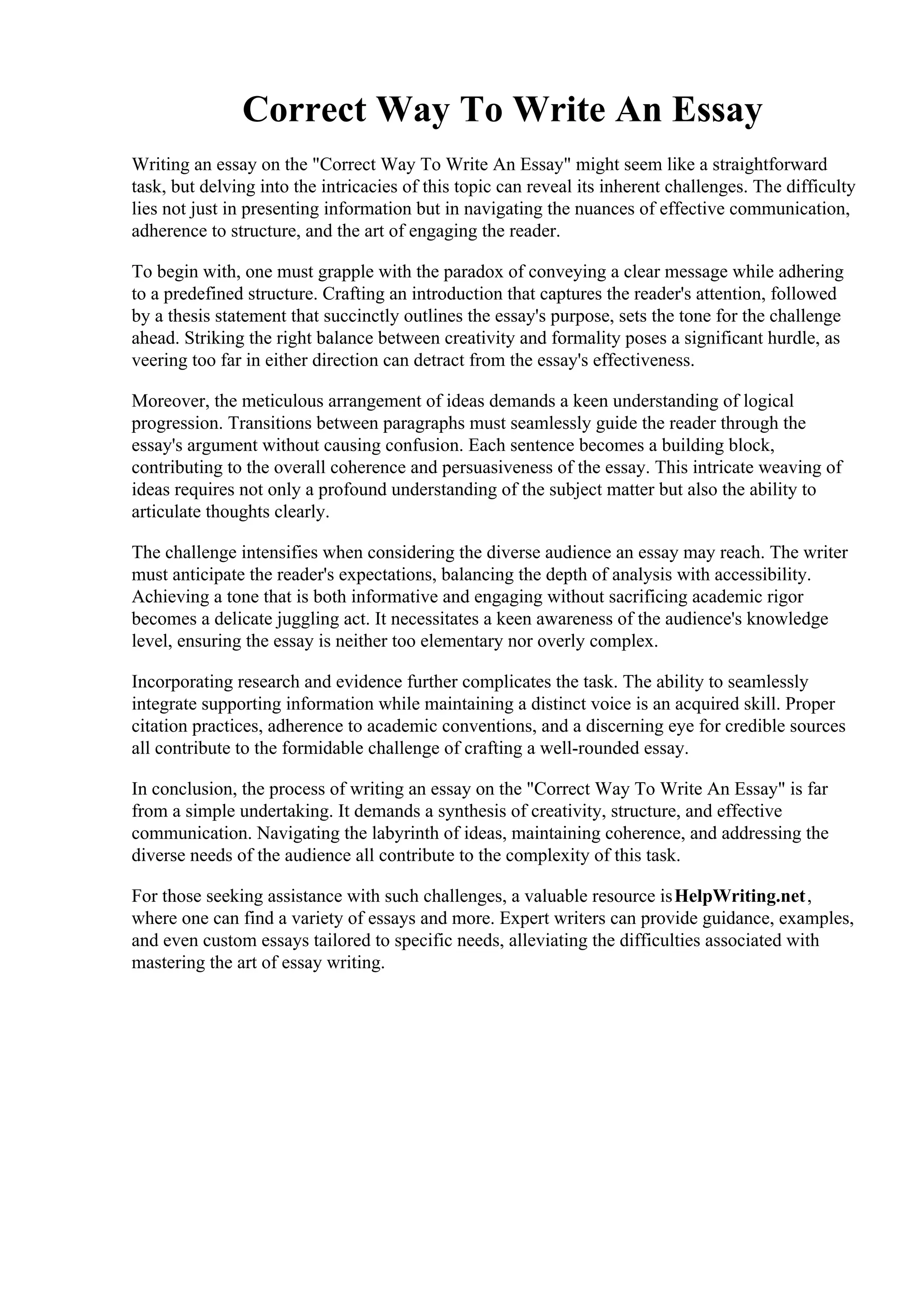 Correct Way To Write An Essay.pdf