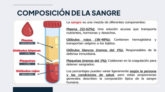 La sangre: composición y características | PPTX | Medical Tests ...