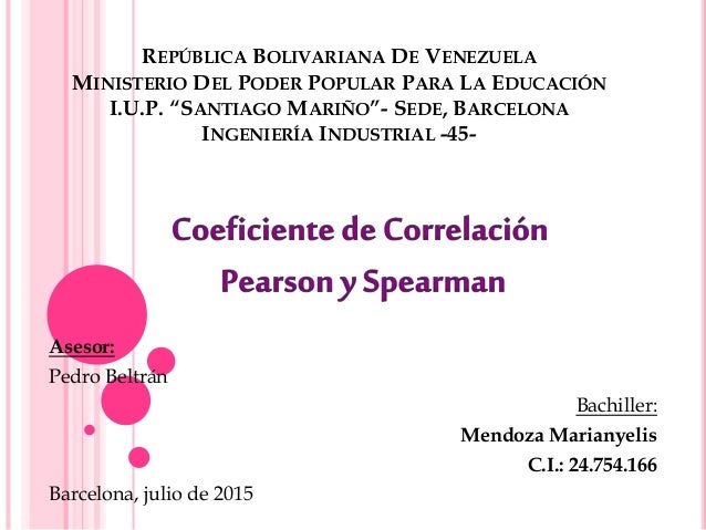 Coeficientes De Correlacion De Spearman Y Pearson - ZOHAL