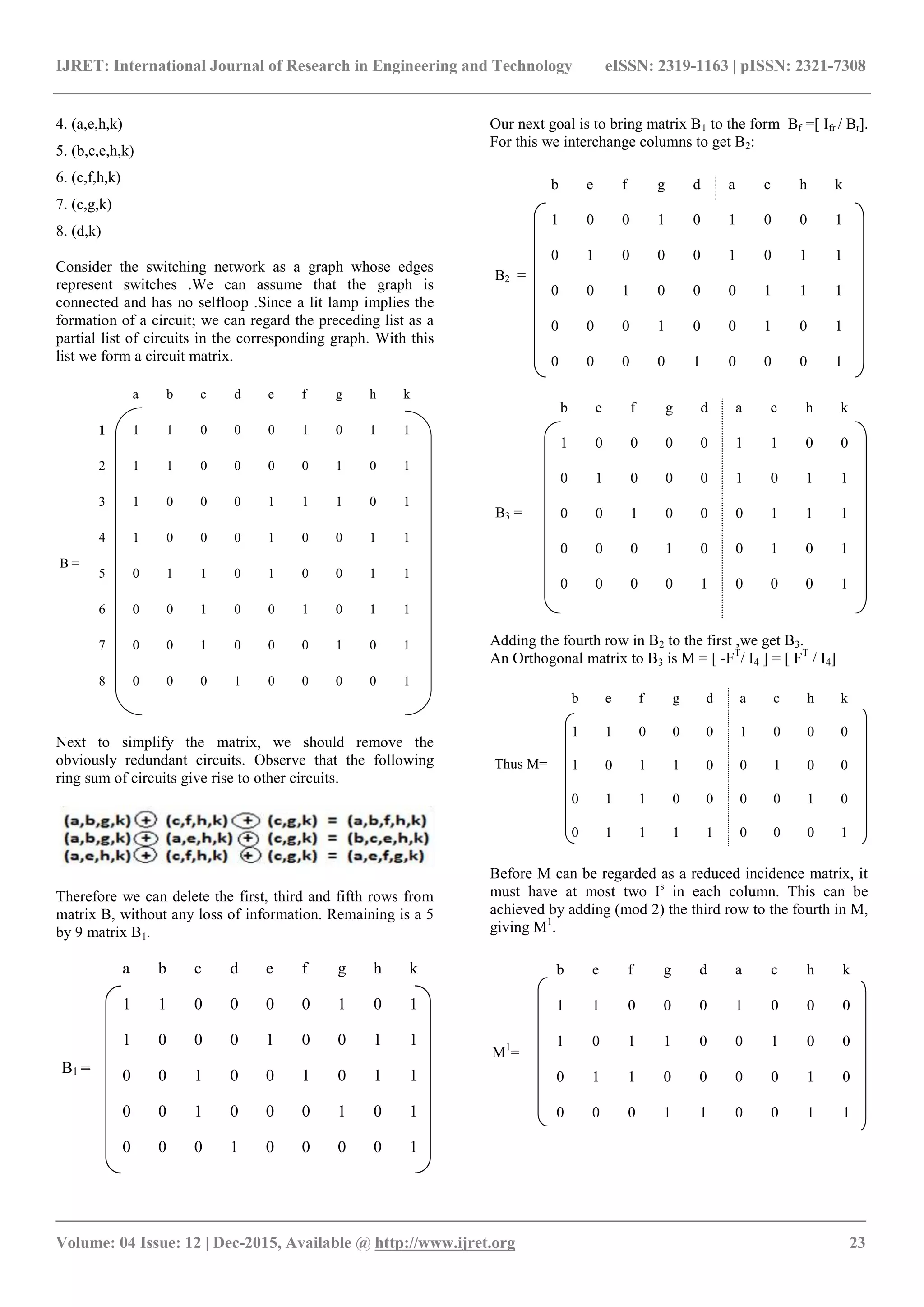 Correlating graph theory to a switching network | PDF
