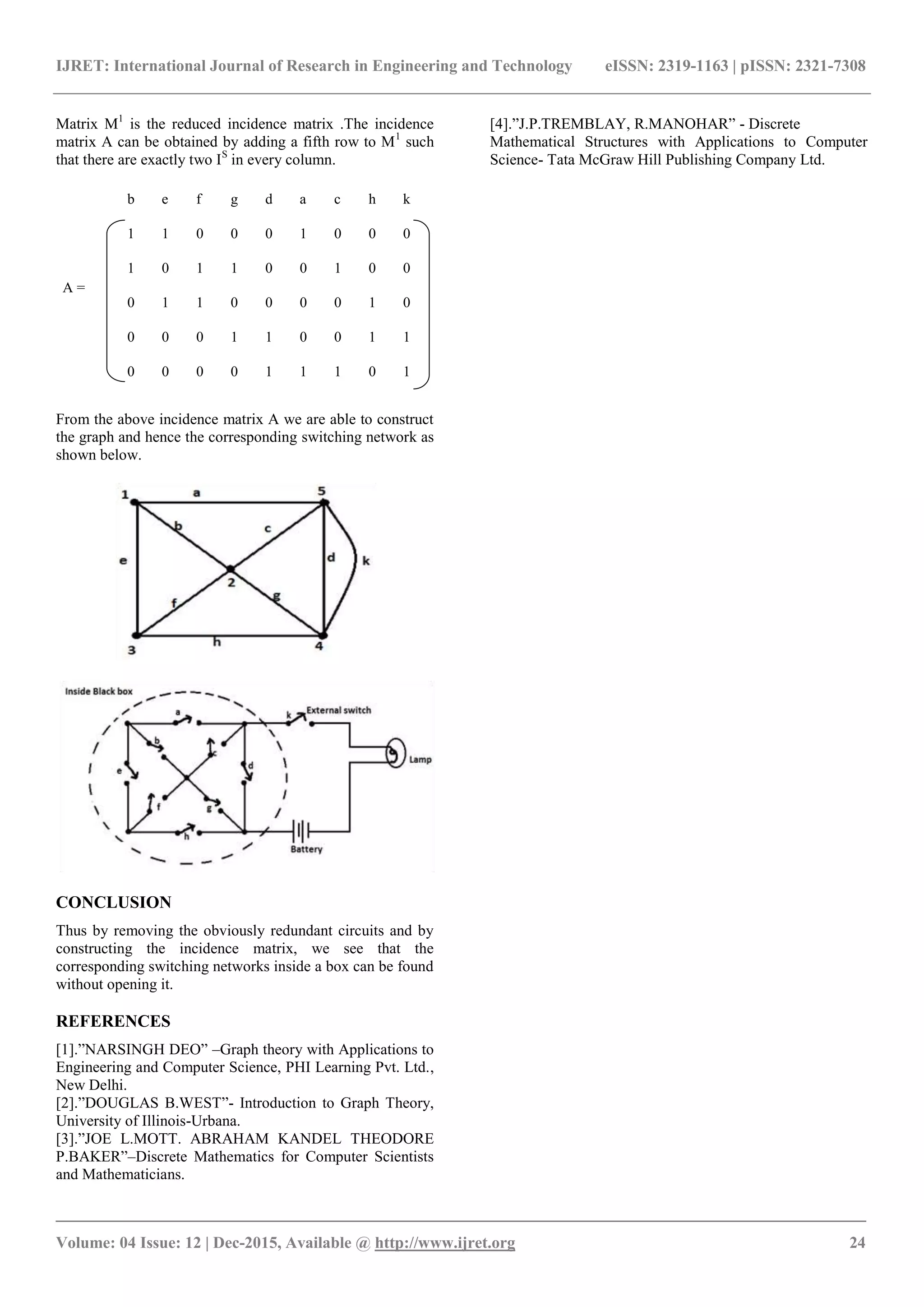 Correlating graph theory to a switching network | PDF