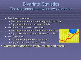 Bivariate Statistics and Statistical Inference | PPT
