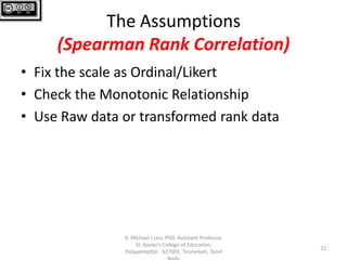 Correlational analysis, Basics, Assumptions for Pearson, Spearman Tests ...
