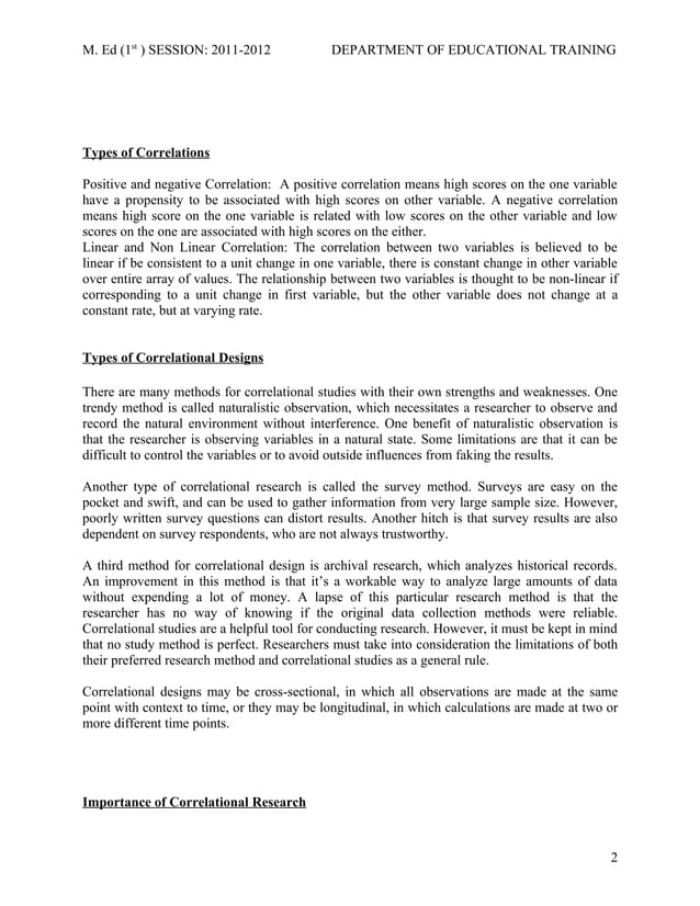 Correlational design | DOC