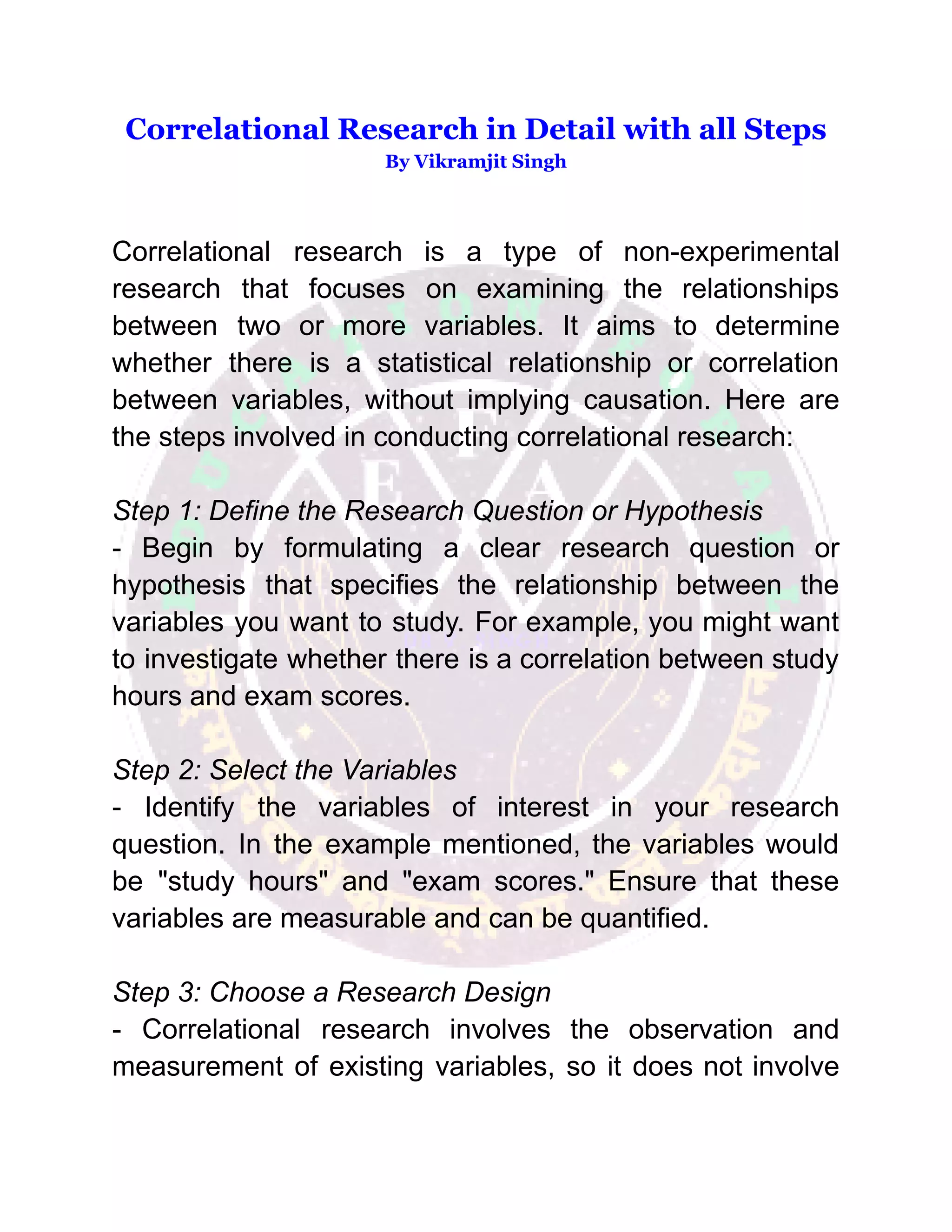 Correlational Research in Detail with all Steps- Dr. Vikramjit Singh.pdf
