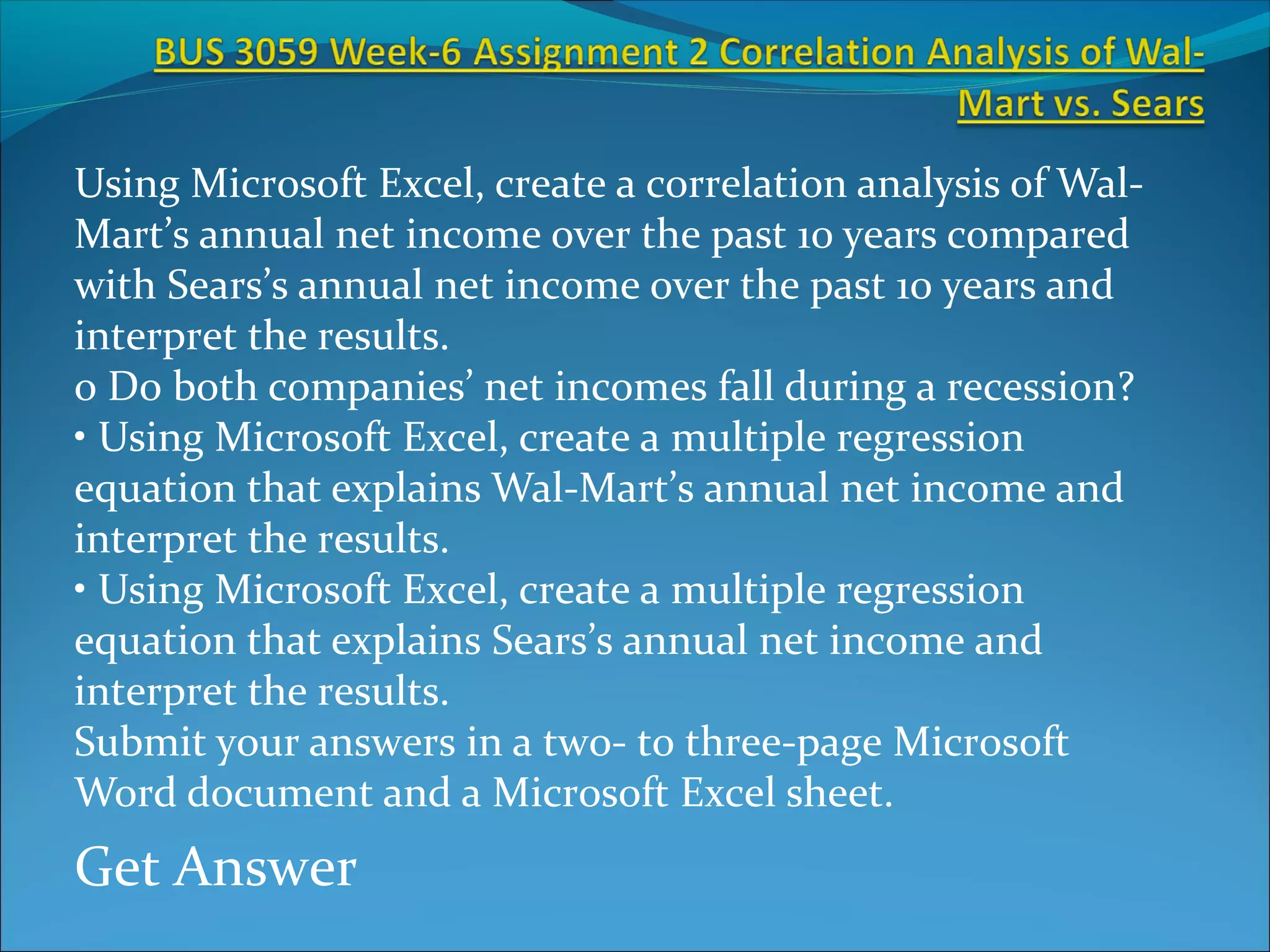 Correlation analysis of wal mart vs. sears | PPT