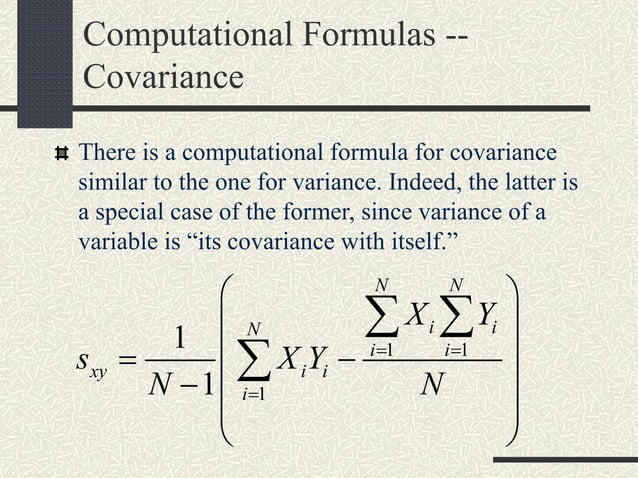 Correlation and Covariance very useful formulas | PPT