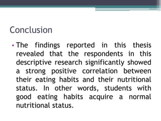 Correlation between Eating Habits and Nutritional Status | PPT